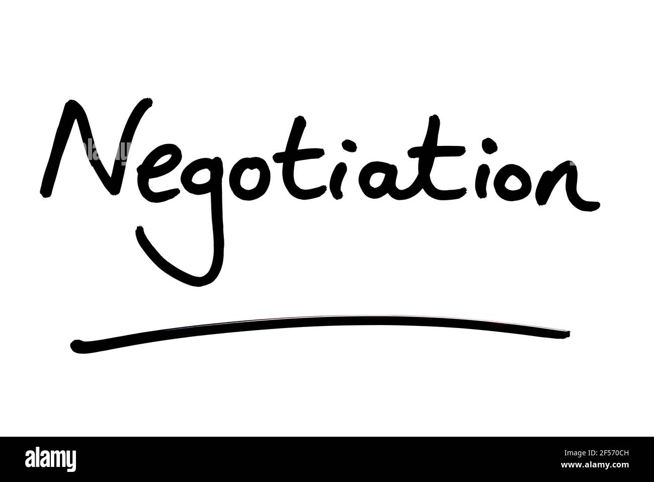 Negotiation, handwritten on a white background Stock Photo - Alamy