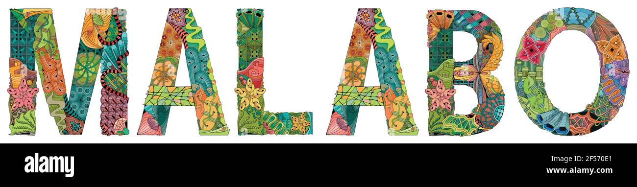 Hand-painted art design. Illustration Malabo city is the capital of ...
