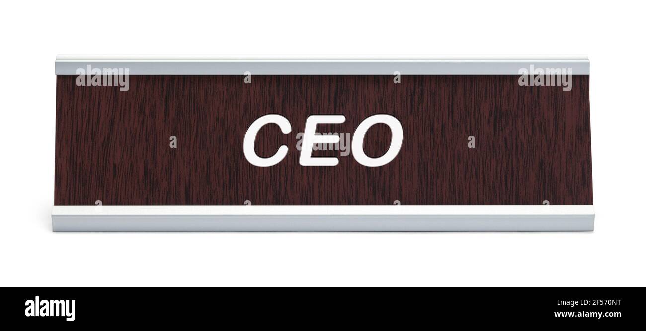 Wood And Metal CEO Desk Name Plate Cut Out Stock Photo - Alamy