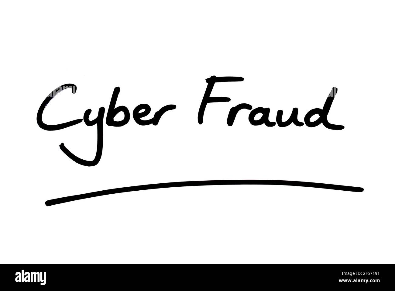 Cyber Fraud, handwritten on a white background Stock Photo - Alamy