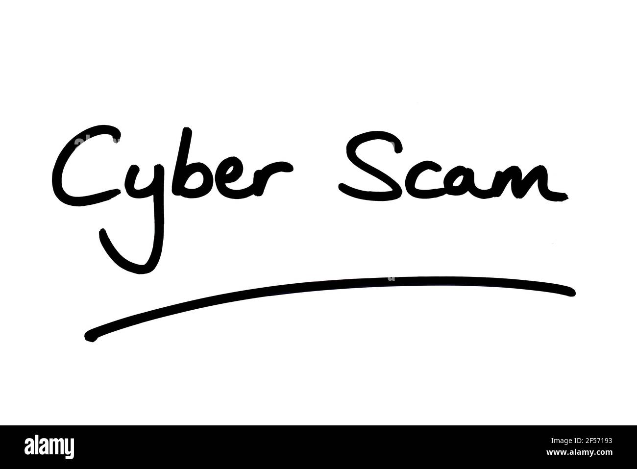 Cyber Scam, handwritten on a white background Stock Photo - Alamy