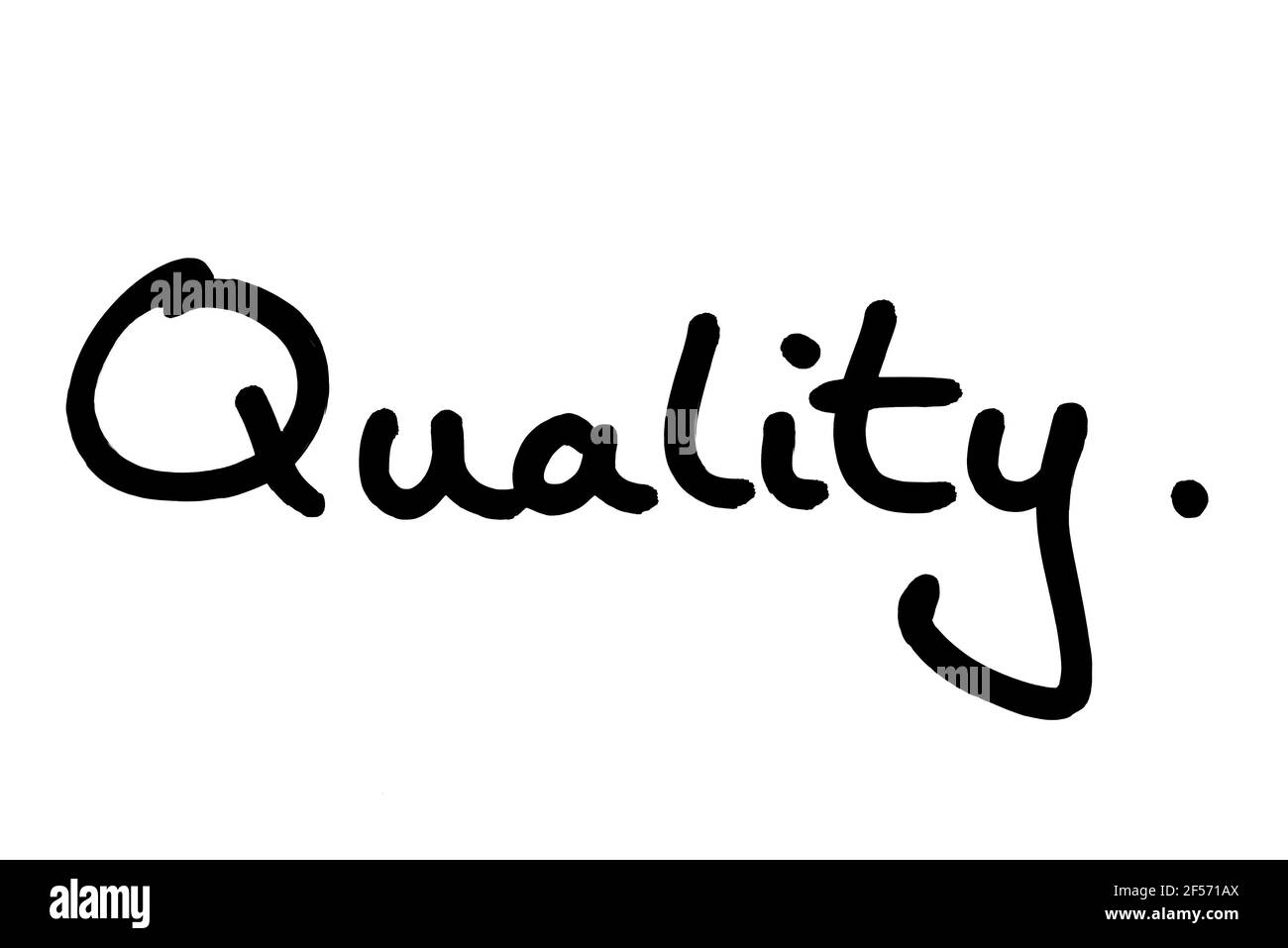 The word Quality, handwritten on a white background Stock Photo - Alamy