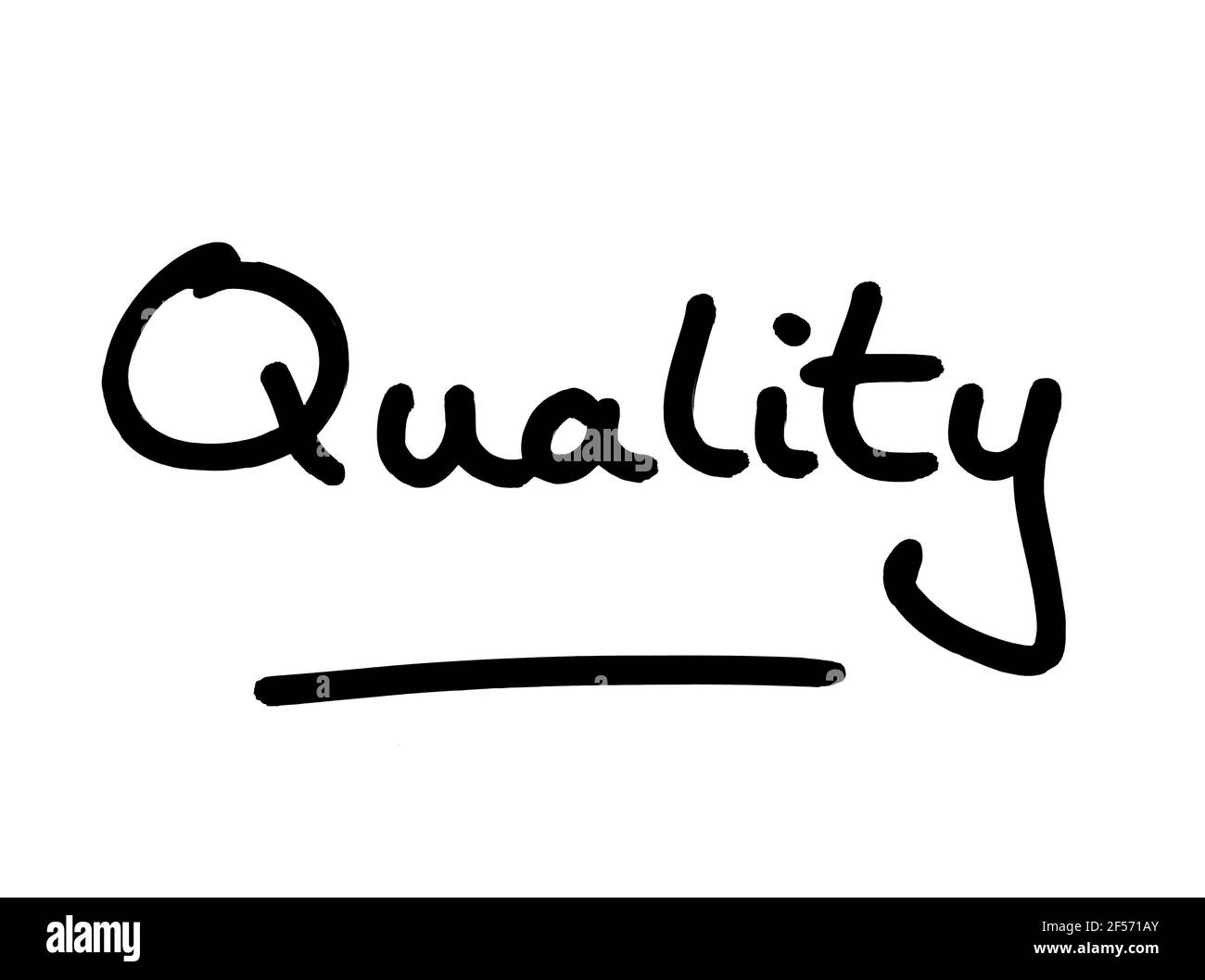 The word Quality, handwritten on a white background Stock Photo - Alamy