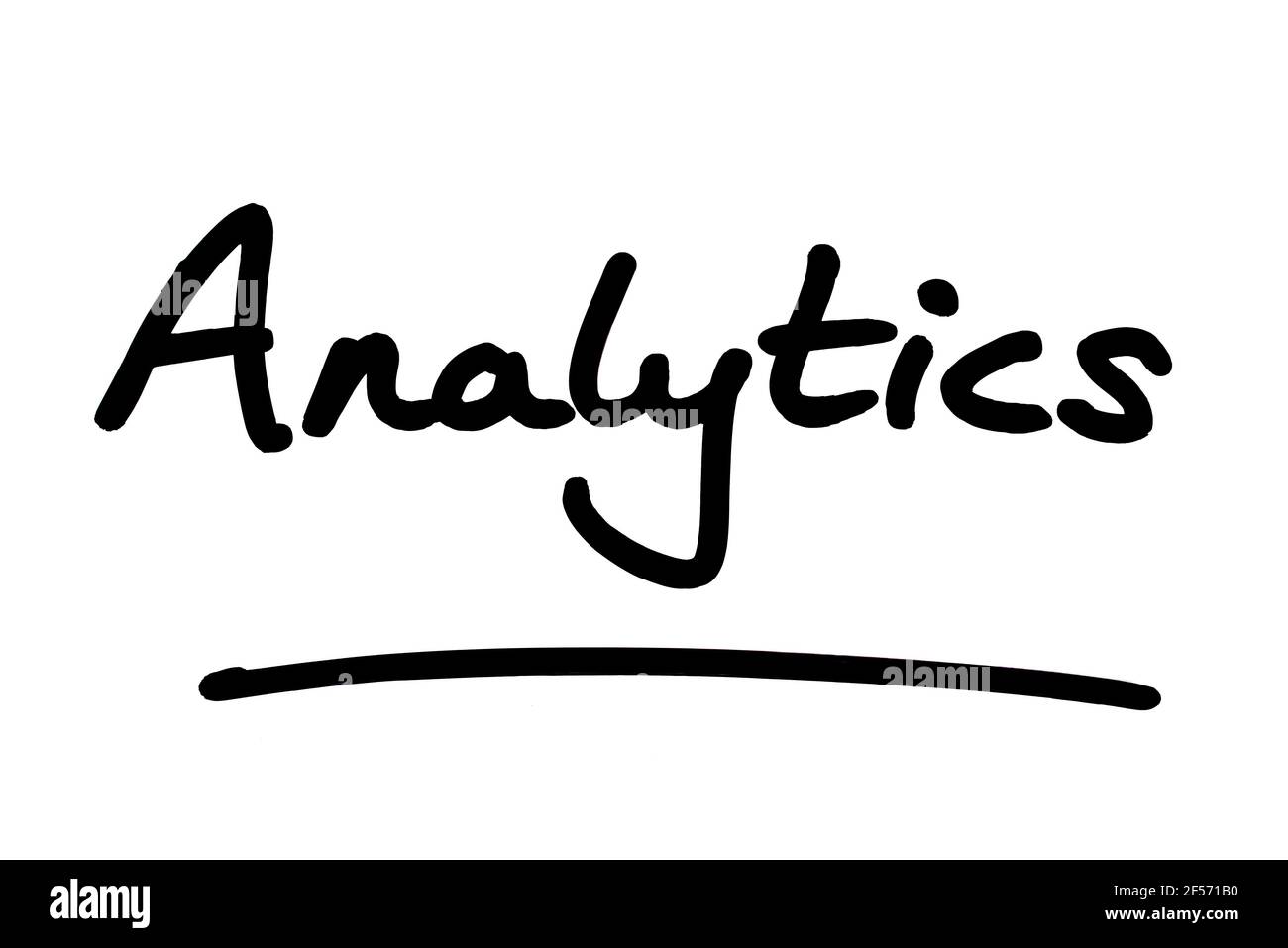 Analytics, handwritten on a white background Stock Photo - Alamy