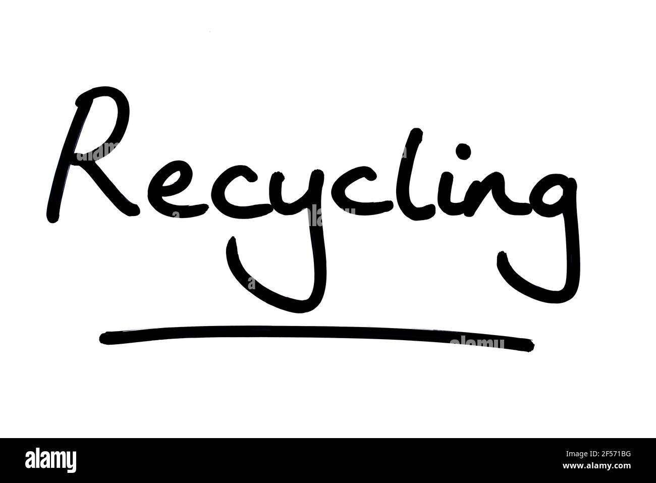 Recycling, handwritten on a white background Stock Photo - Alamy