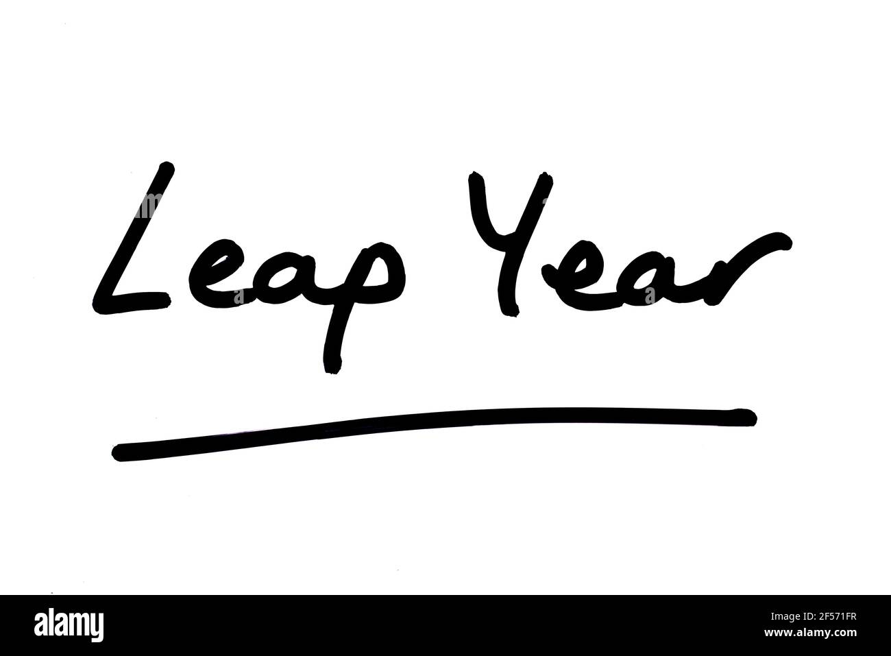 Leap Year, handwritten on a white background Stock Photo - Alamy