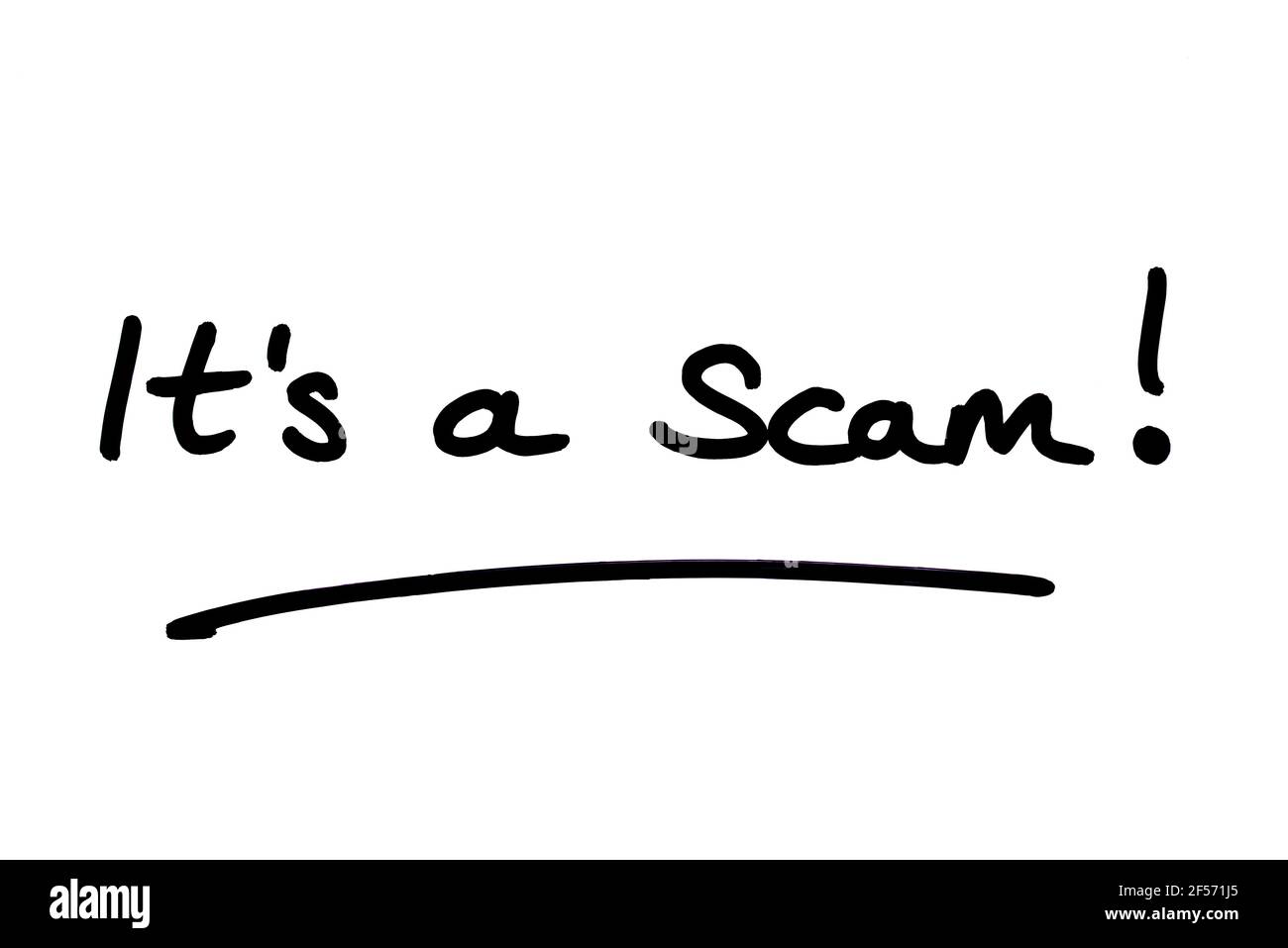 Its a Scam! handwritten on a white bcakground Stock Photo - Alamy