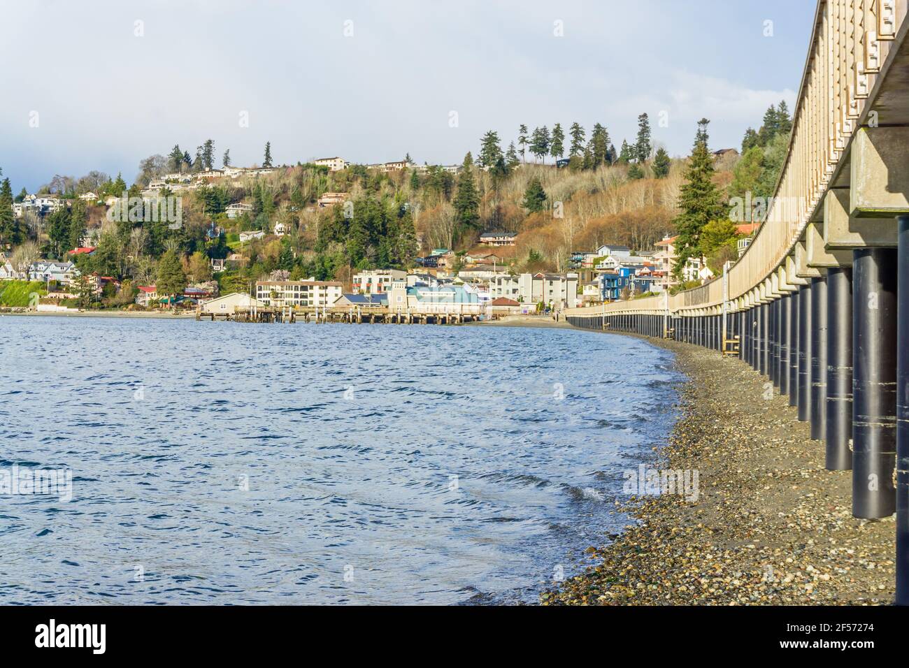 A view of the pier and waterfront at Redondo Beach, Washington Stock ...
