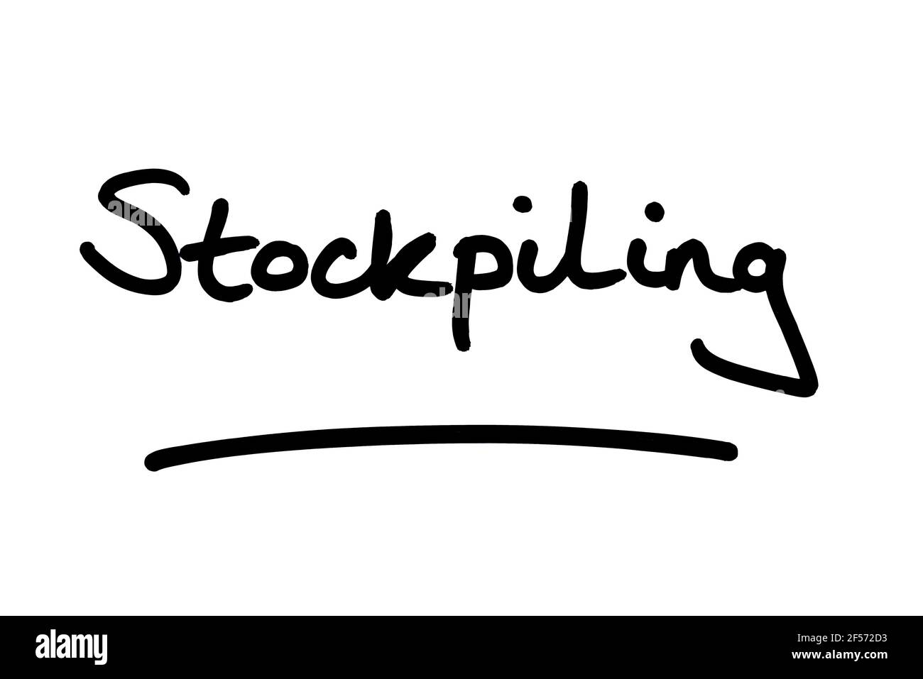 Stockpiling, handwritten on a white background Stock Photo - Alamy