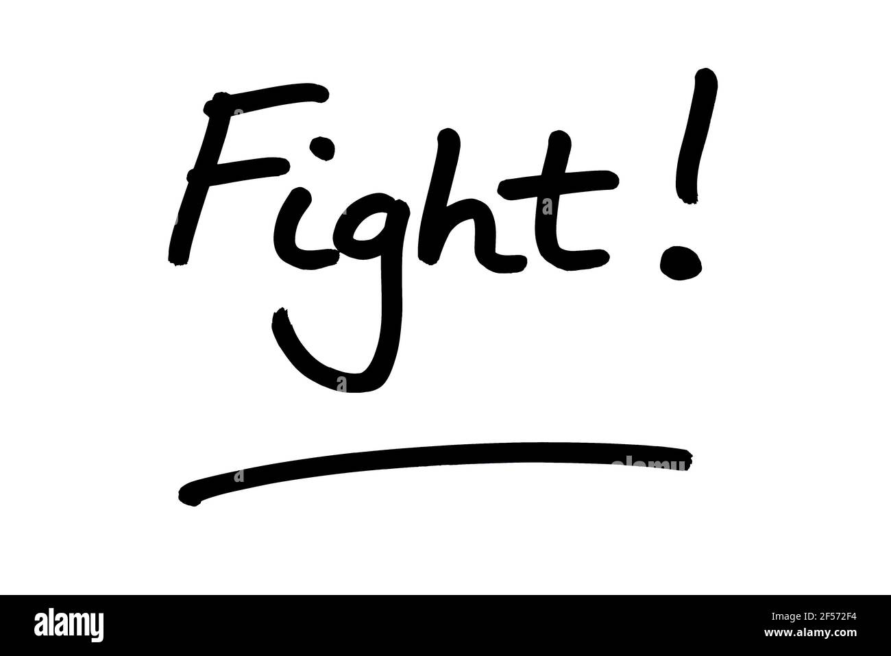 Fight! handwritten on a white background Stock Photo - Alamy