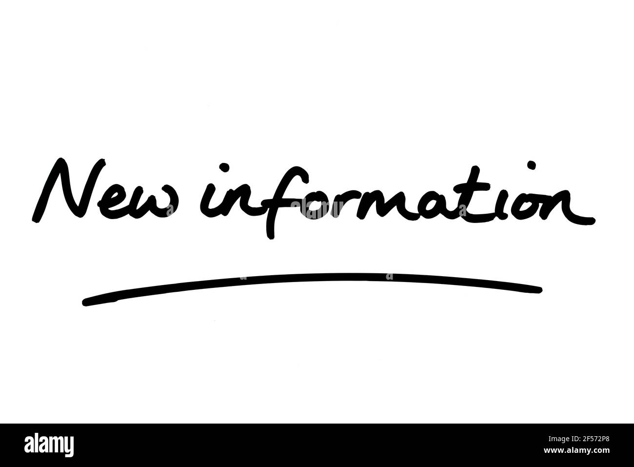 New information, handwritten on a white background Stock Photo - Alamy
