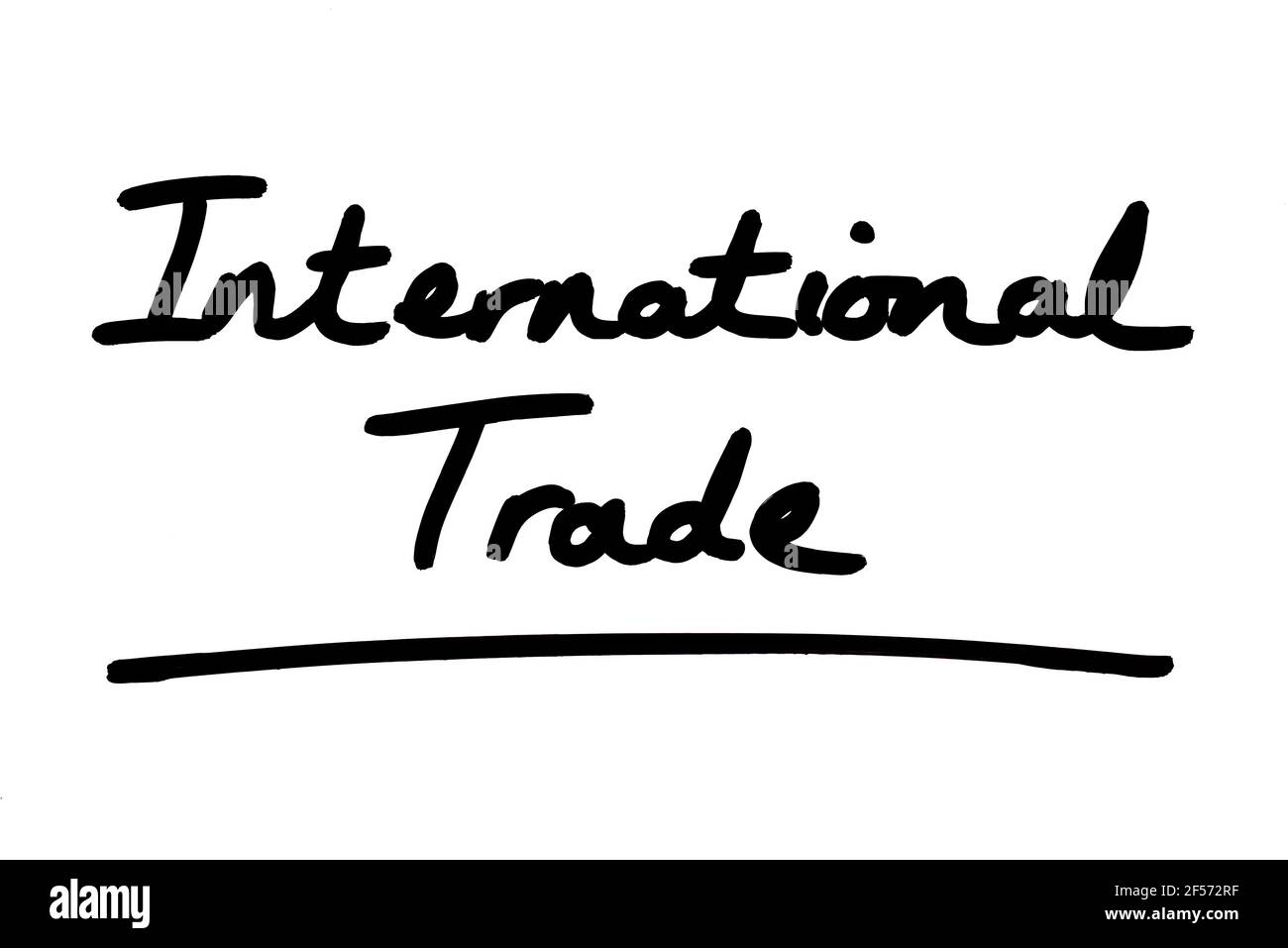 International Trade, handwritten on a white background Stock Photo - Alamy