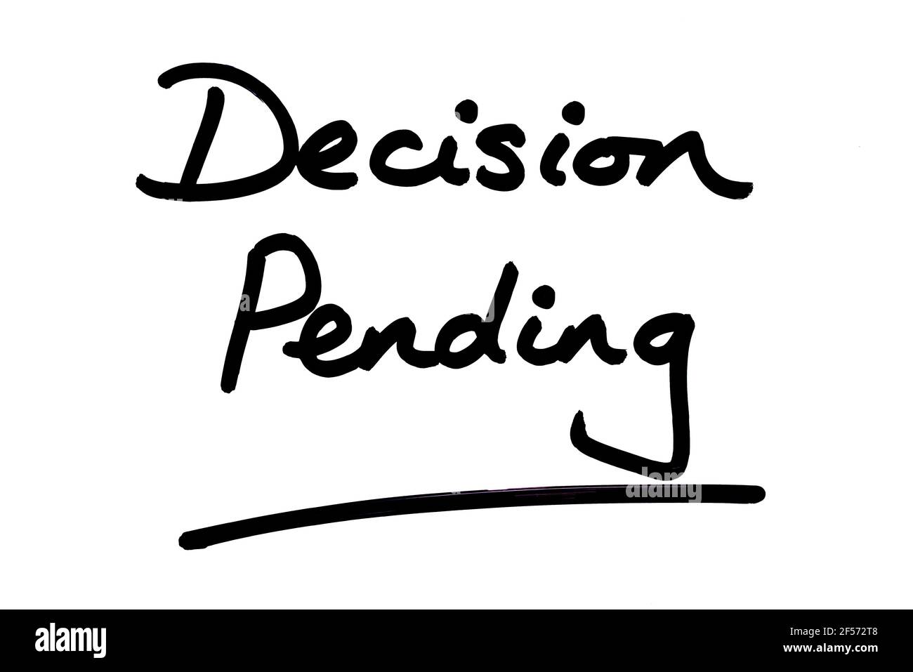 Decision Pending, handwritten on a white background Stock Photo - Alamy