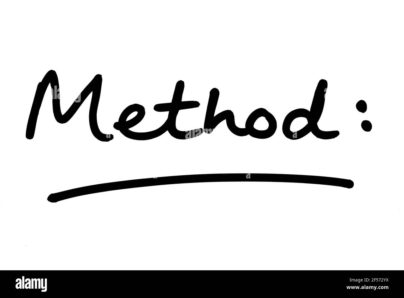 Method heading, handwritten on a white background Stock Photo - Alamy