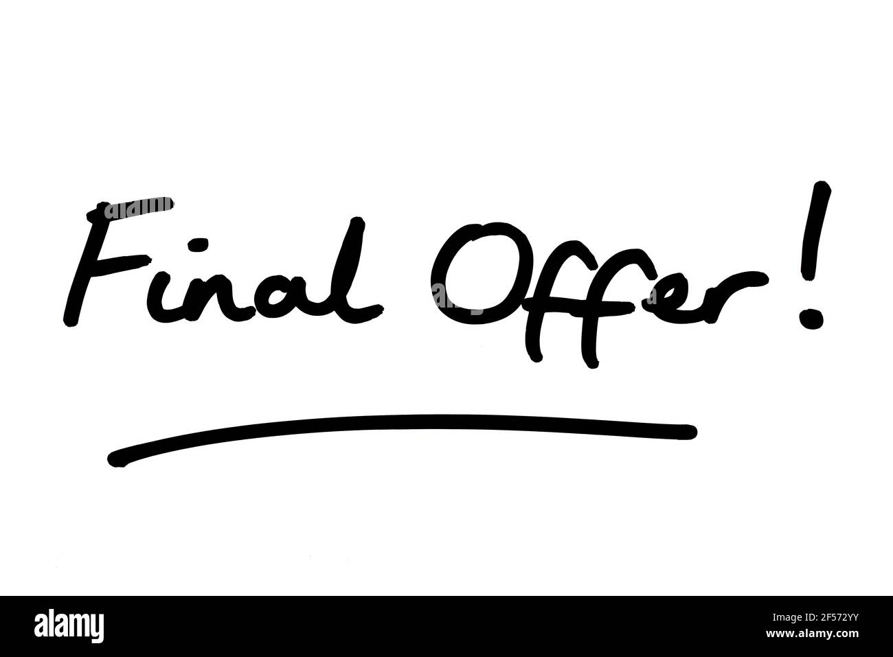 Final Offer! handwritten on a white background Stock Photo - Alamy