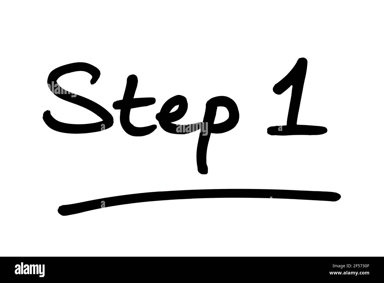 Step 1, handwritten on a white background Stock Photo - Alamy