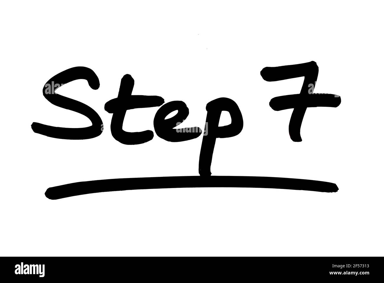 Step 7, handwritten on a white background Stock Photo - Alamy
