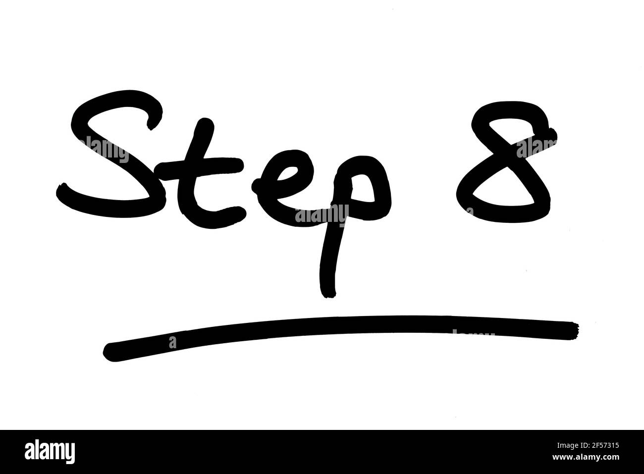 Step 8, handwritten on a white background Stock Photo - Alamy