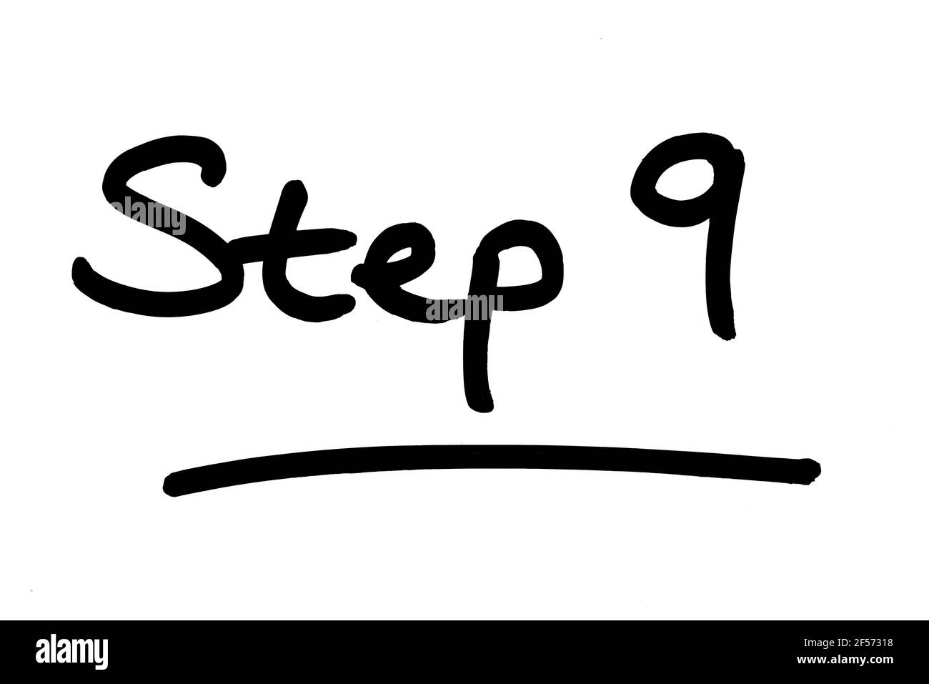 Step 9, handwritten on a white background Stock Photo - Alamy