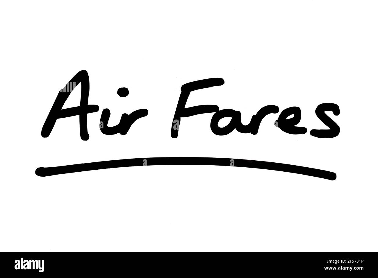 Air Fares, handwritten on a white background Stock Photo - Alamy