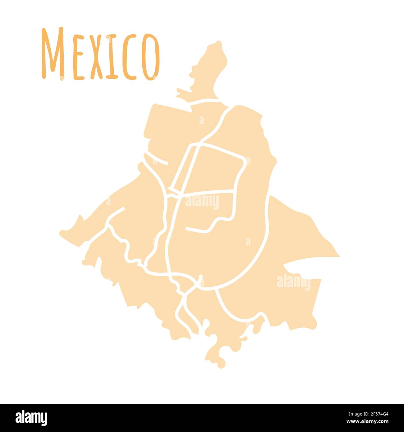 Mexico simple colored map.ilhouette administrative division, vector map ...