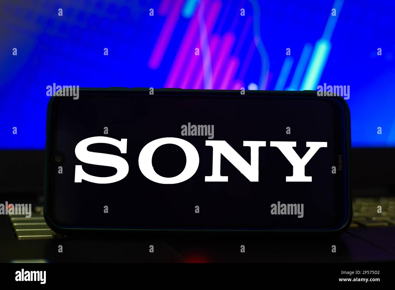 In this photo illustration a Sony Corporation logo seen displayed on a ...