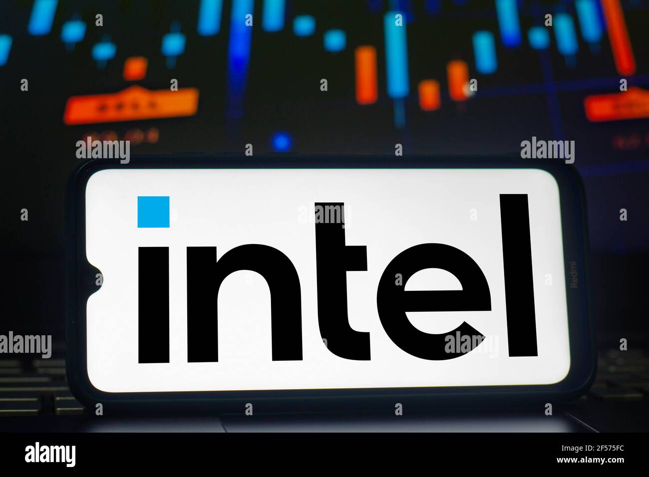 In this photo illustration an Intel Corporation logo seen displayed on ...