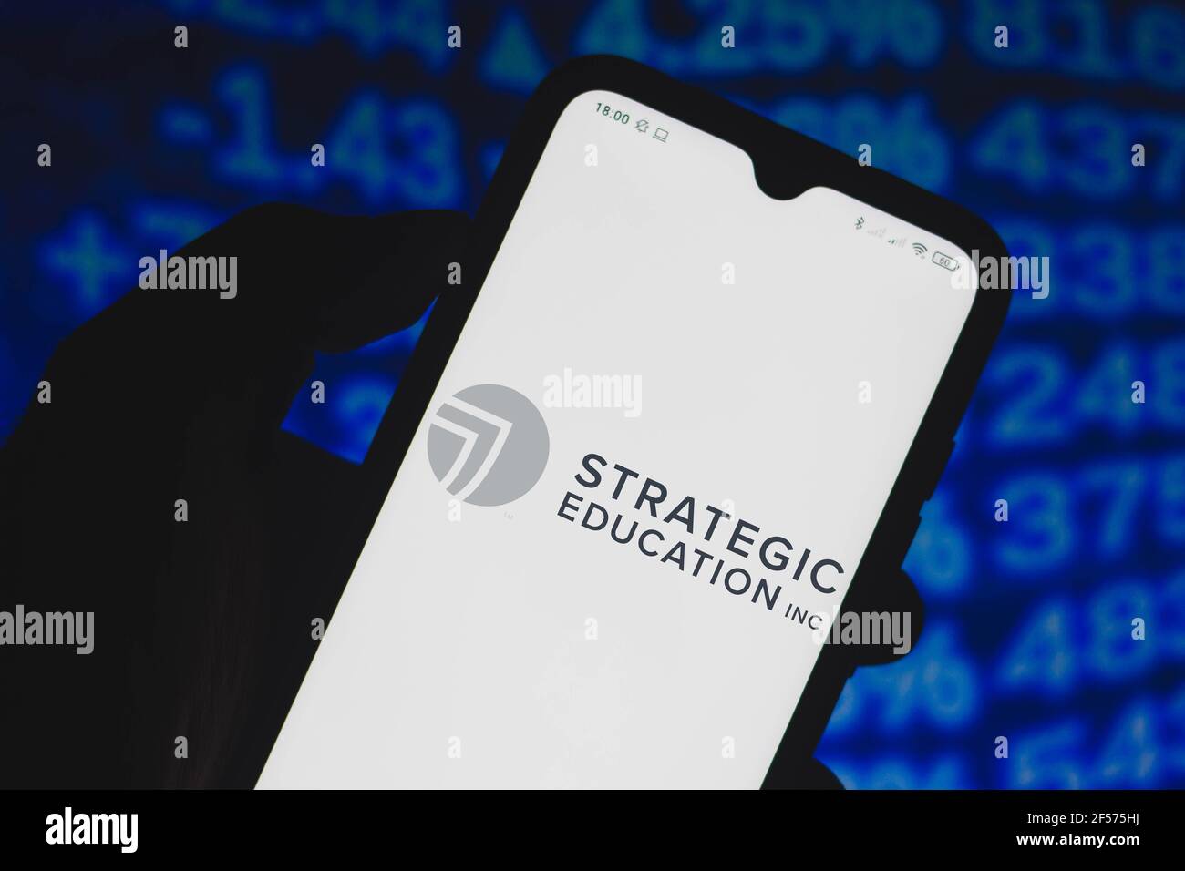 In this photo illustration a Strategic Education logo seen displayed on ...