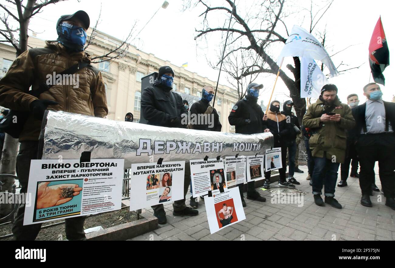 KYIV, UKRAINE - MARCH 24, 2021 - Representatives of the right-wing ...