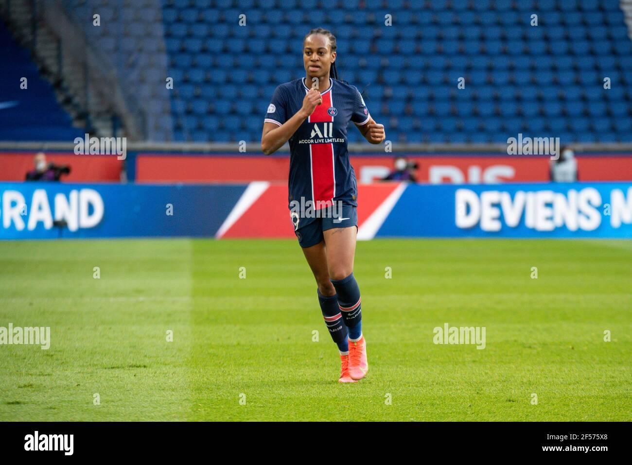Marie Antoinette Katoto of Paris Saint Germain reacts during the UEFA ...