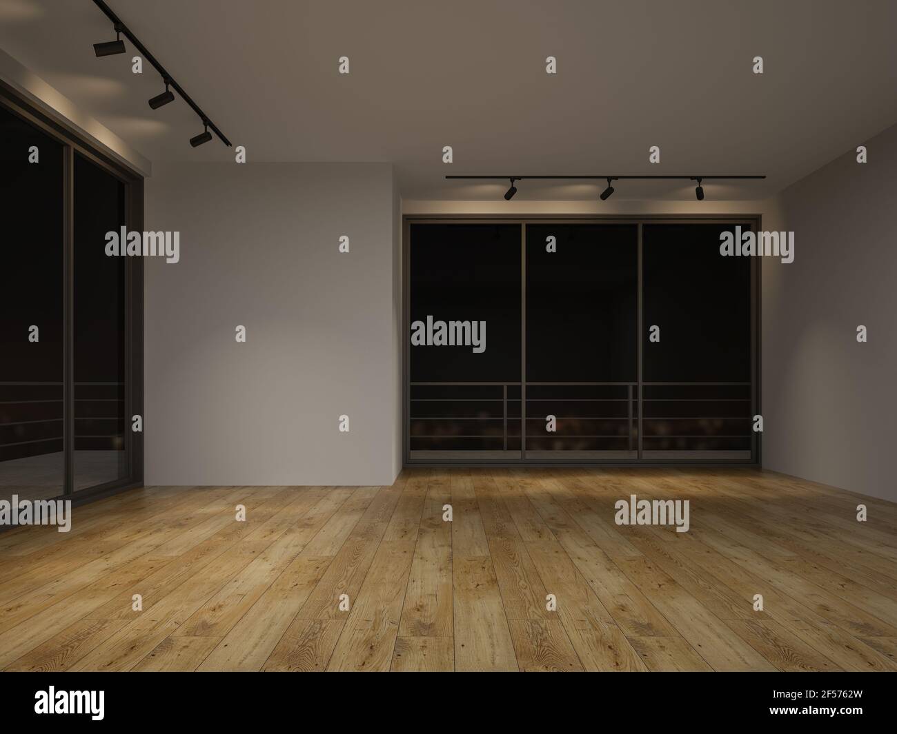 Interior empty room night view 3 D rendering Stock Photo - Alamy