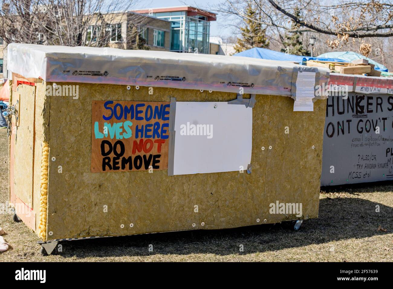 A tiny portable shelter built by private citizen Khaleel Seivwright for ...