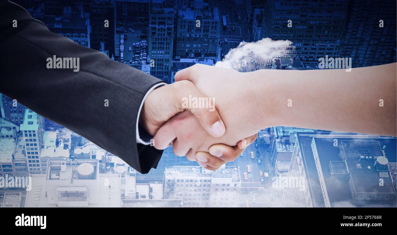 Digital composition businessman businesswoman shaking hi-res stock ...