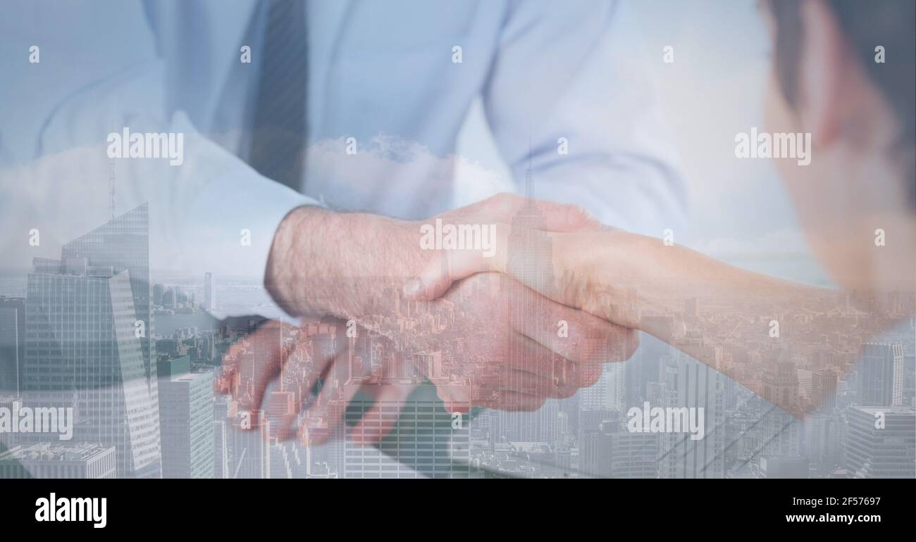 Digital composition businessman businesswoman shaking hi-res stock ...