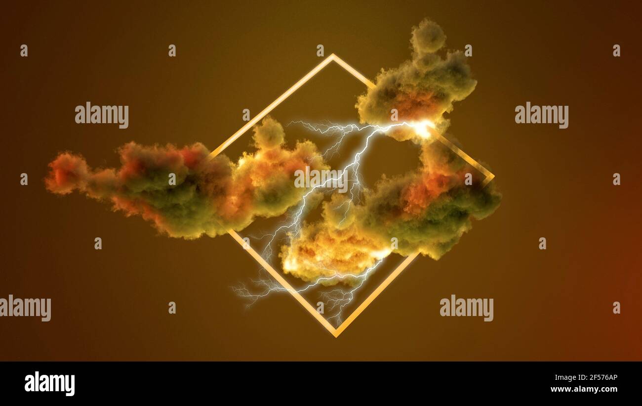 Lights in the sky, abstract geometric shape in the clouds. Rhombus ...