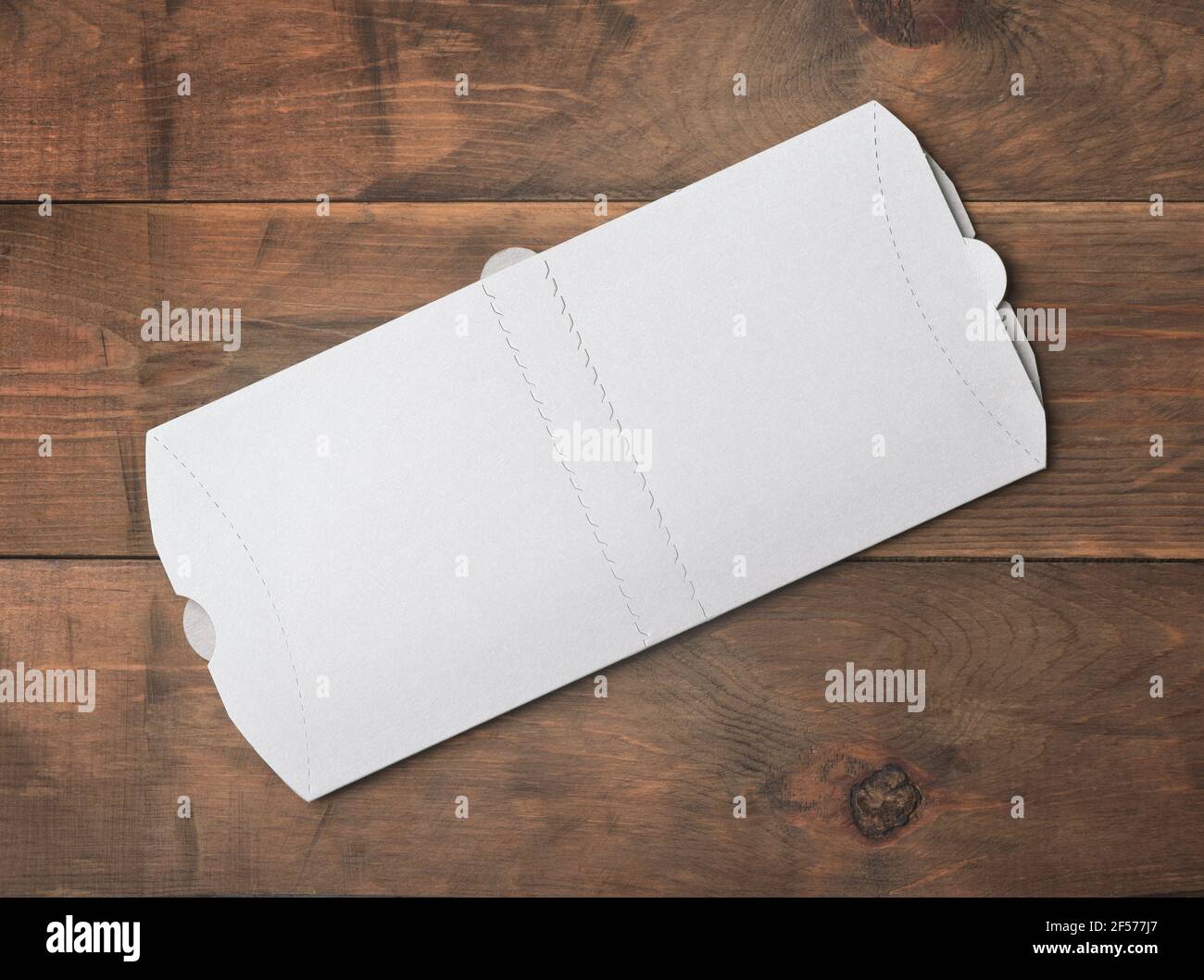 Top view of white blank new folded donner kebab paper packaging on ...