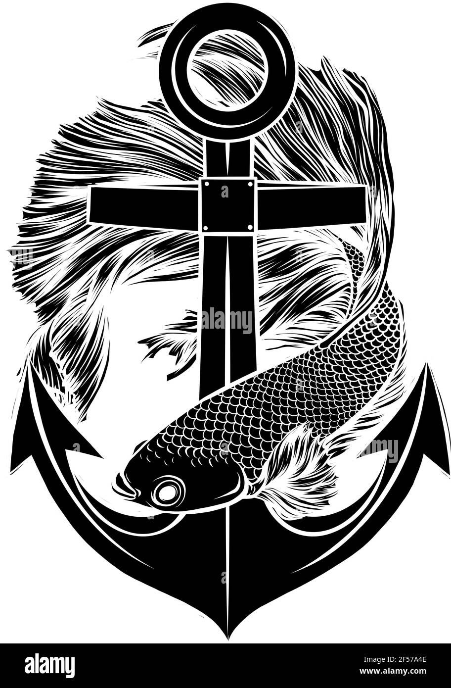 Anchor tattoo vector Black and White Stock Photos & Images - Alamy