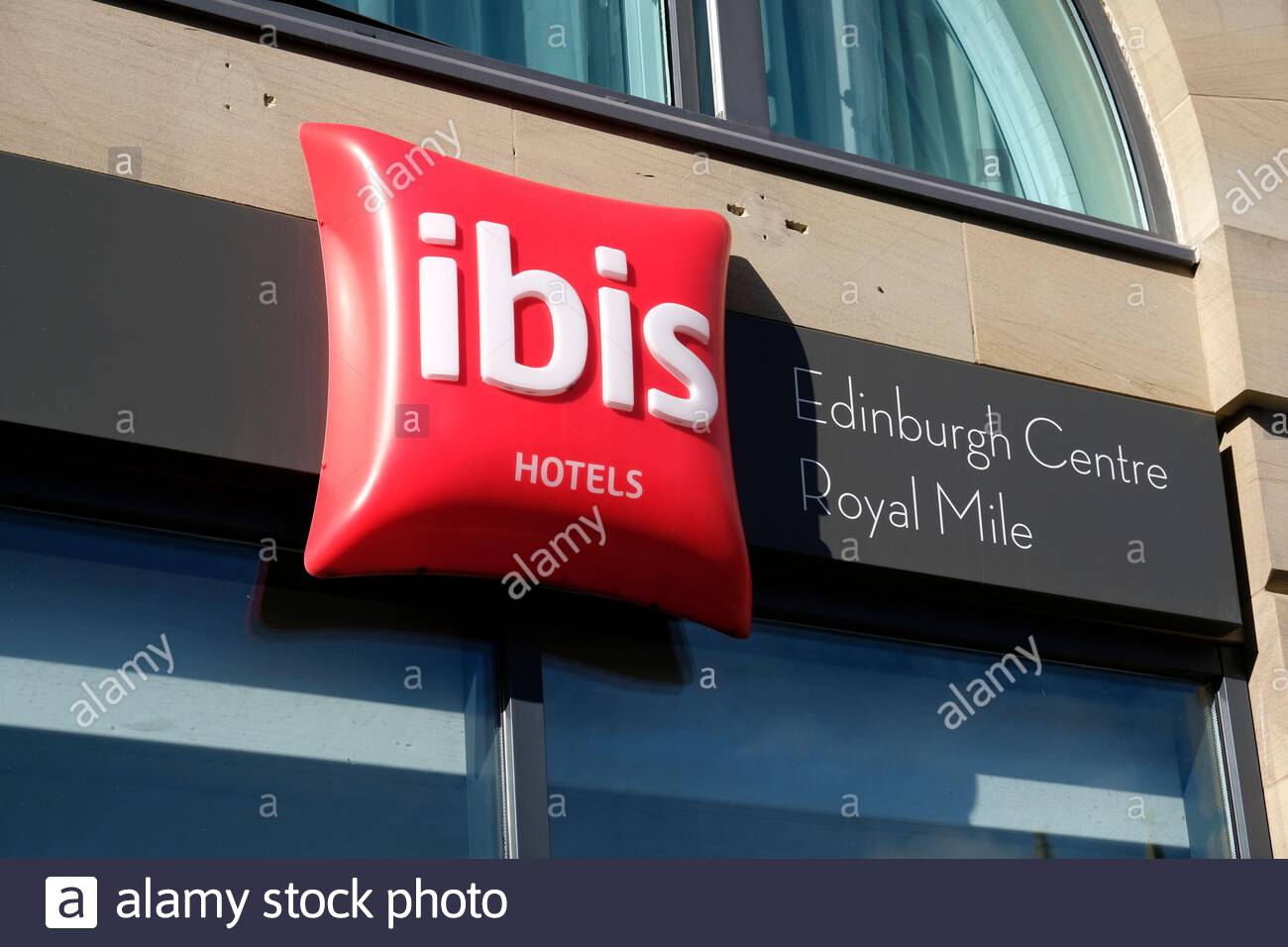 Ibis Hotel Sign, Hunter Square Royal Mile, Edinburgh, Scotland Stock ...