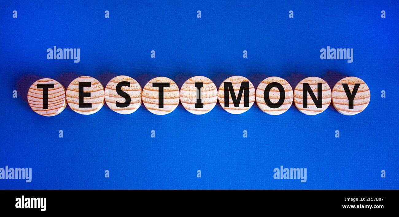 Testimony symbol. Wooden circles with the word 'testimony'. Beautiful ...