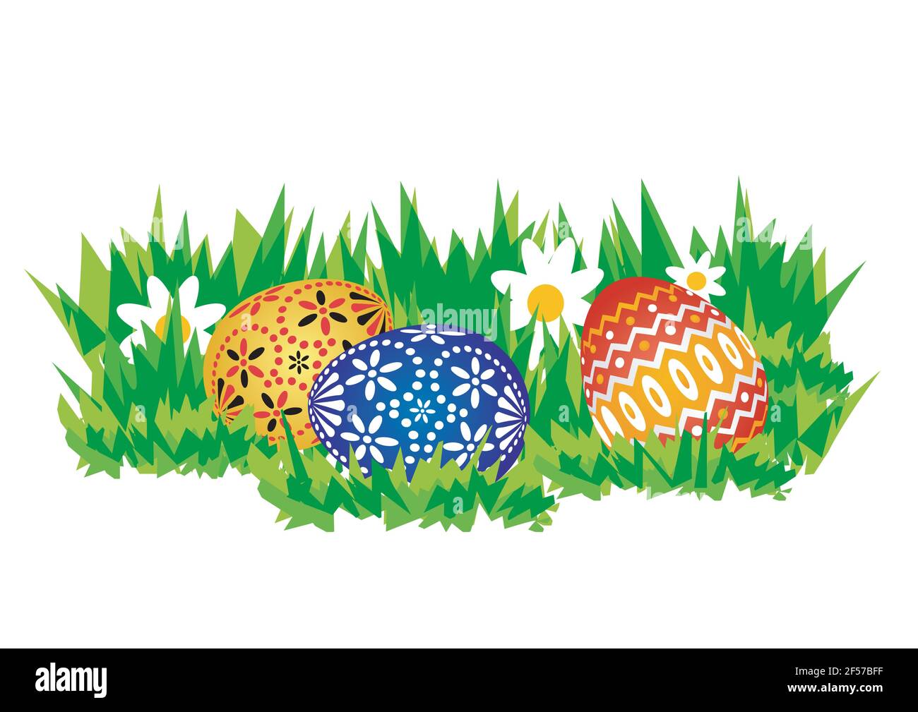 Traditional easter eggs on a meadow. Spring time easter design element ...