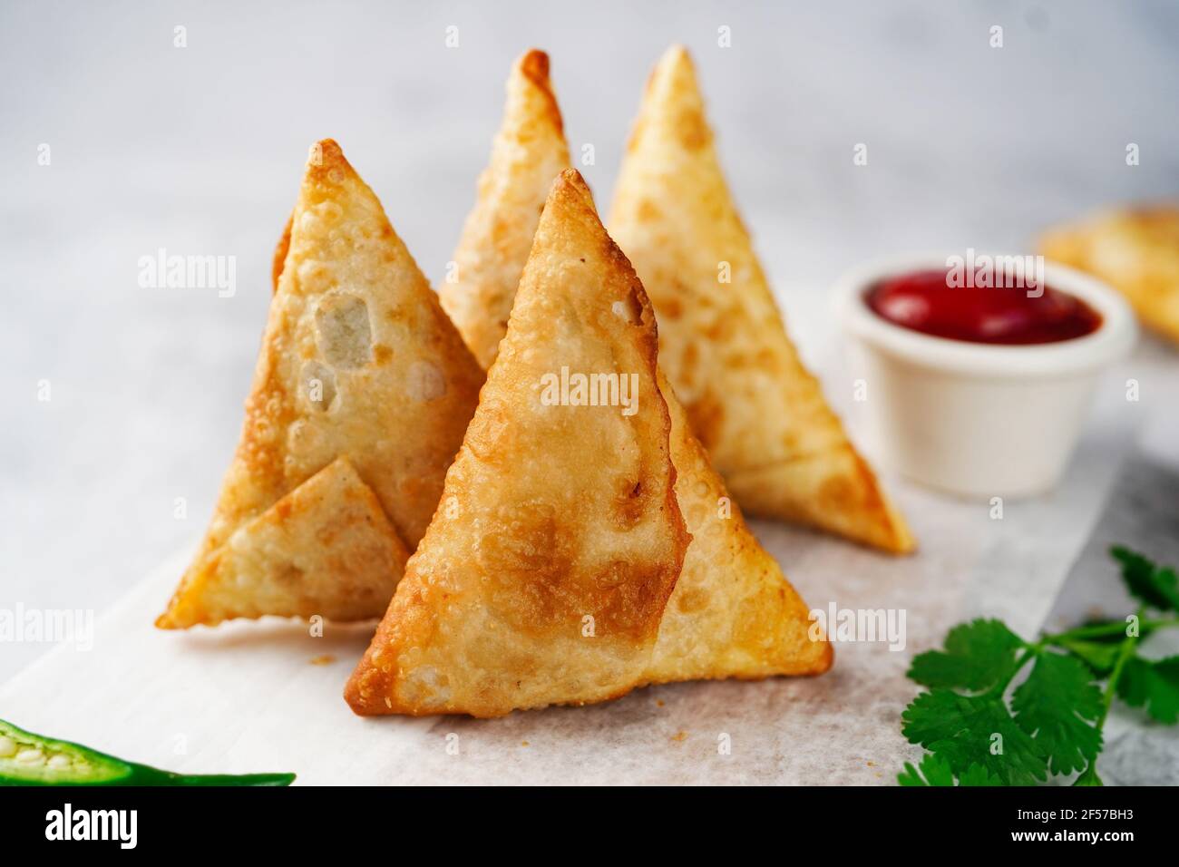 Homemade Samosas - Indian deep fried triangle pastries, selective focus ...