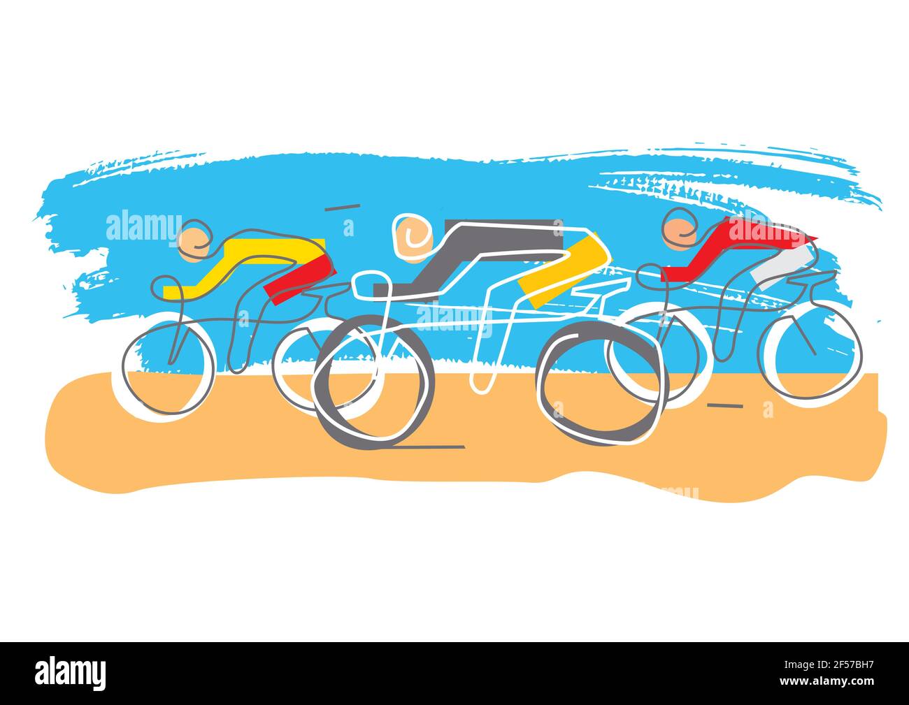 Cycling race, line art stylized. Expressive Illustration with ...