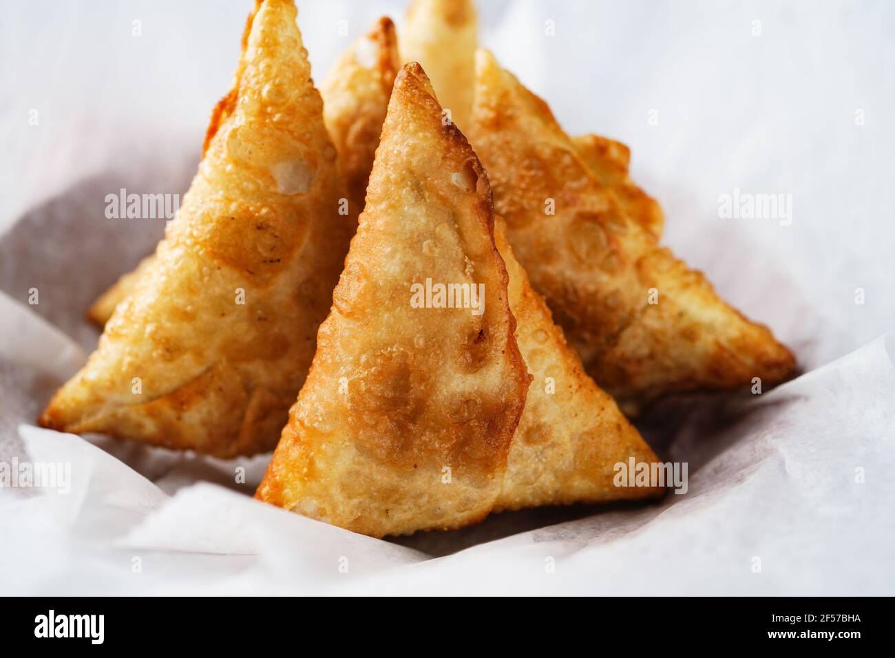 Homemade Samosas - Indian deep fried triangle pastries, selective focus ...
