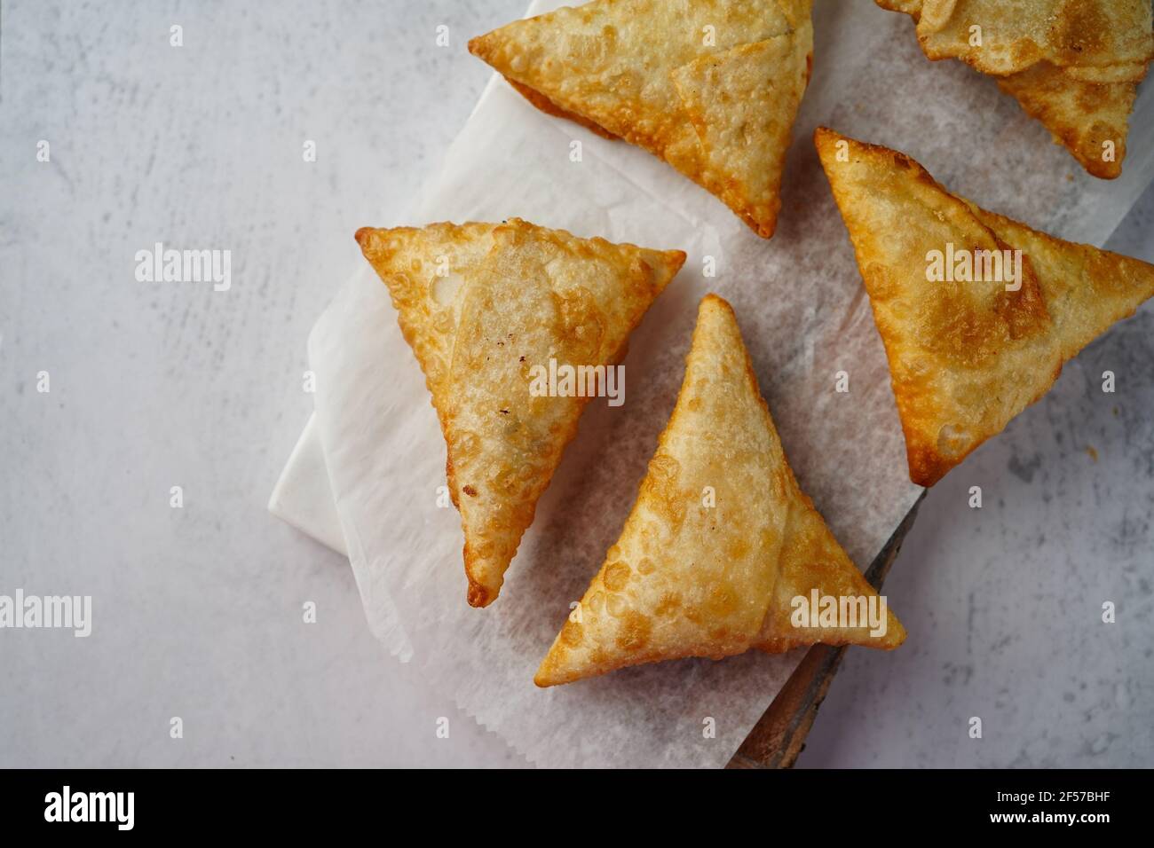 Homemade Samosas - Indian deep fried triangle pastries, selective focus ...