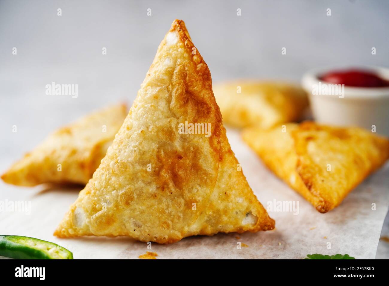 Homemade Samosas - Indian deep fried triangle pastries, selective focus ...