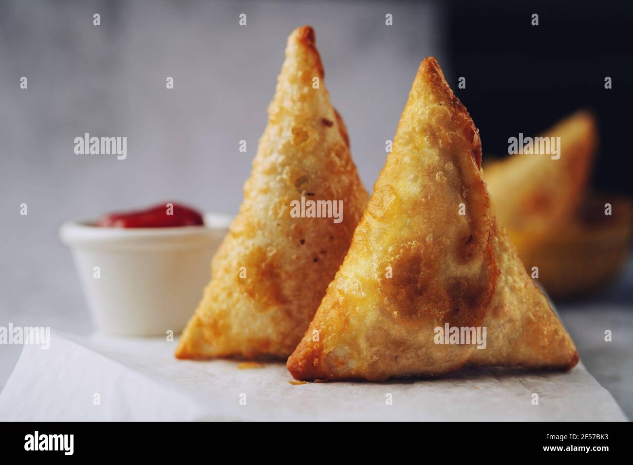 Homemade Samosas - Indian deep fried triangle pastries, selective focus ...