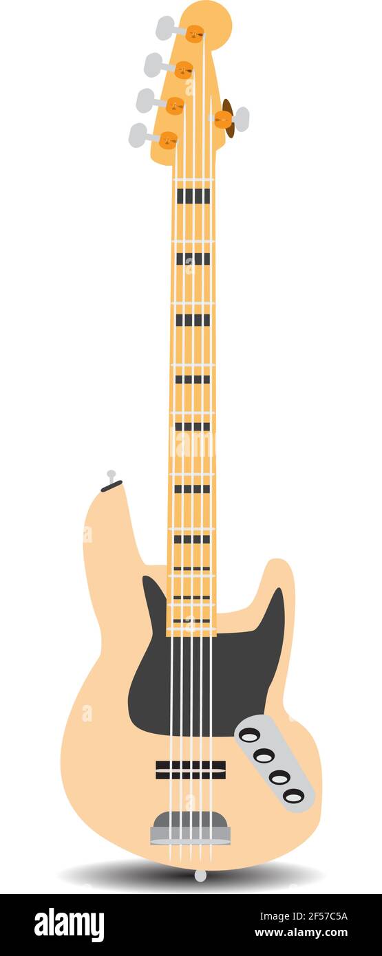 Electric bass guitar, vector illustration in flat style Stock Vector ...