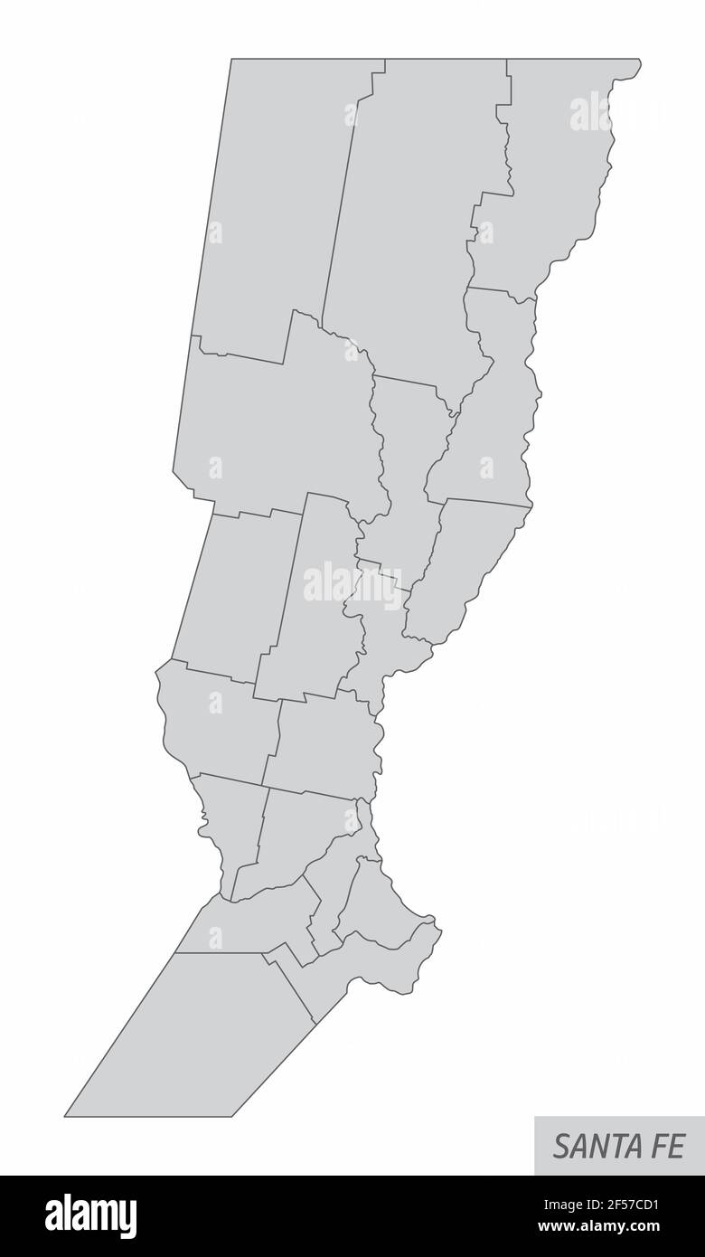 The Santa Fe Province isolated map divided in departments, Argentina ...
