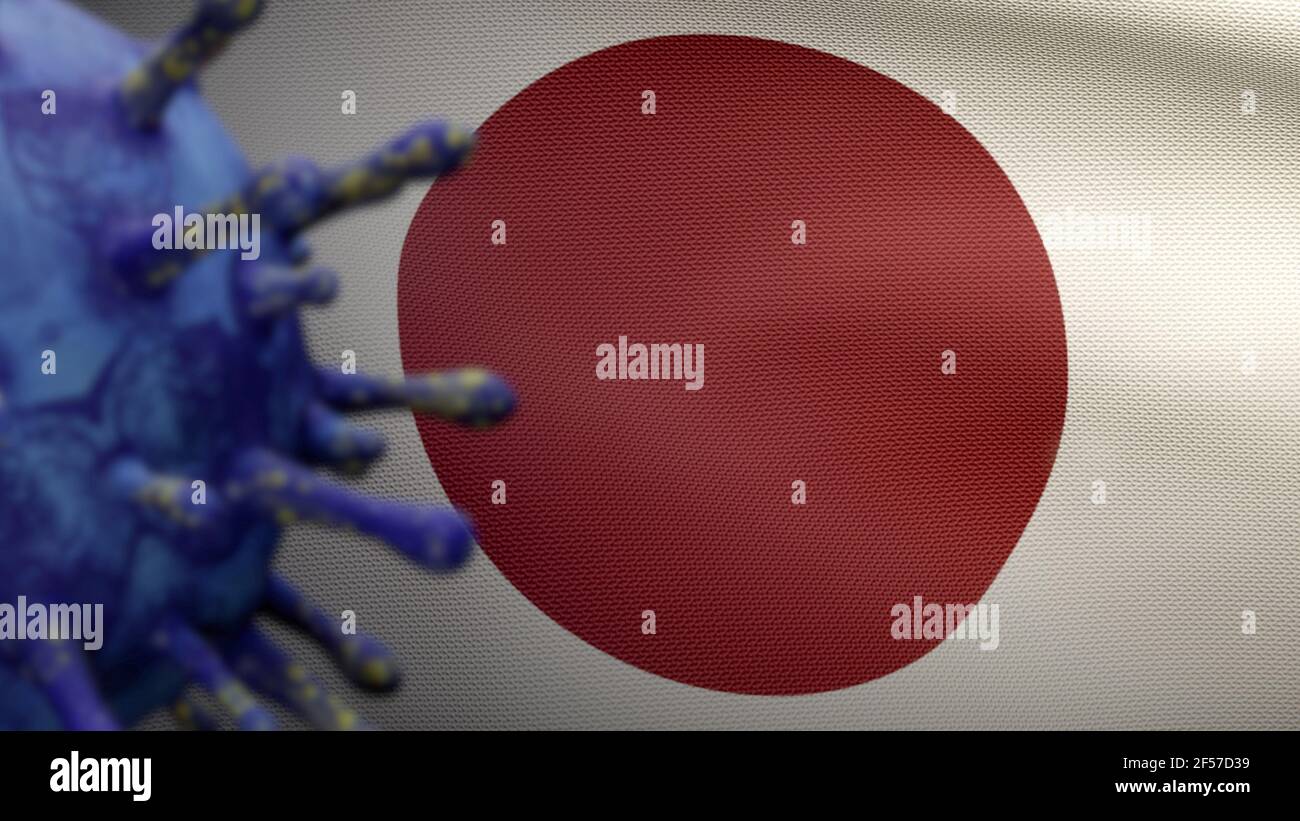 Japanese flag waving and Coronavirus 2019 nCov concept. Asian outbreak ...