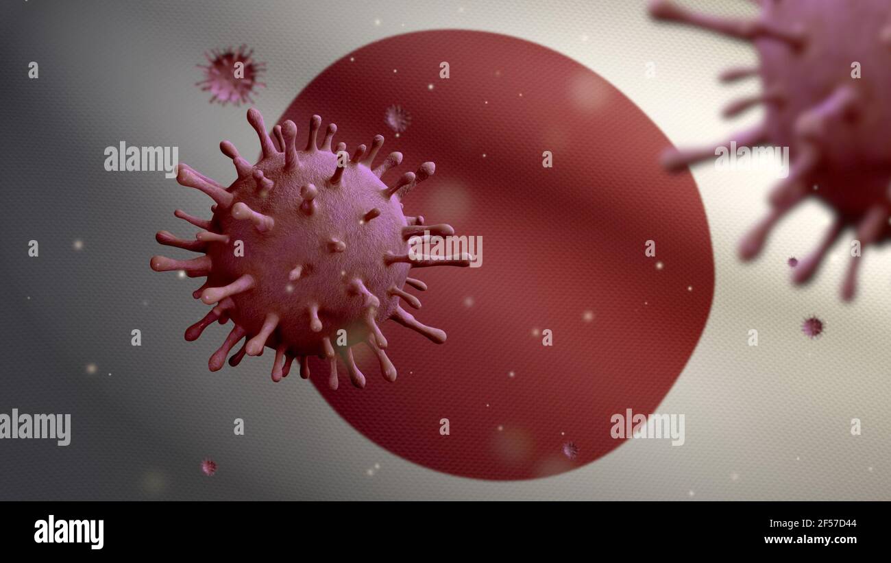 Japanese flag waving and Coronavirus 2019 nCov concept. Asian outbreak ...